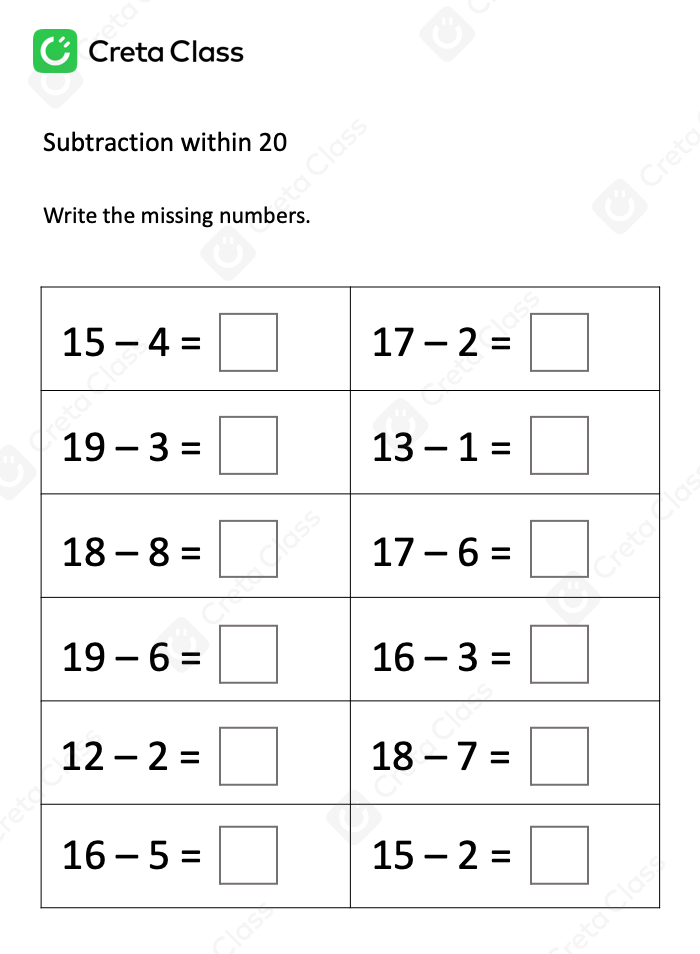 Subtraction-within-20-447 - Creta Class